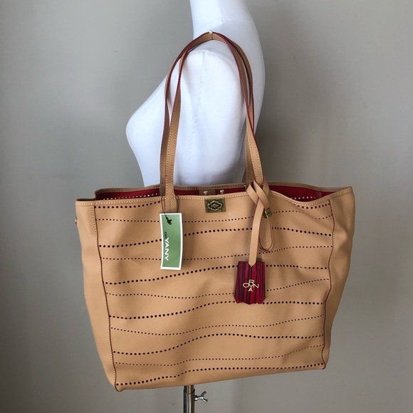 orYANY | Bags | Nwt Oryany Tan Pebble Perforated Large Leather Tote Bag ...